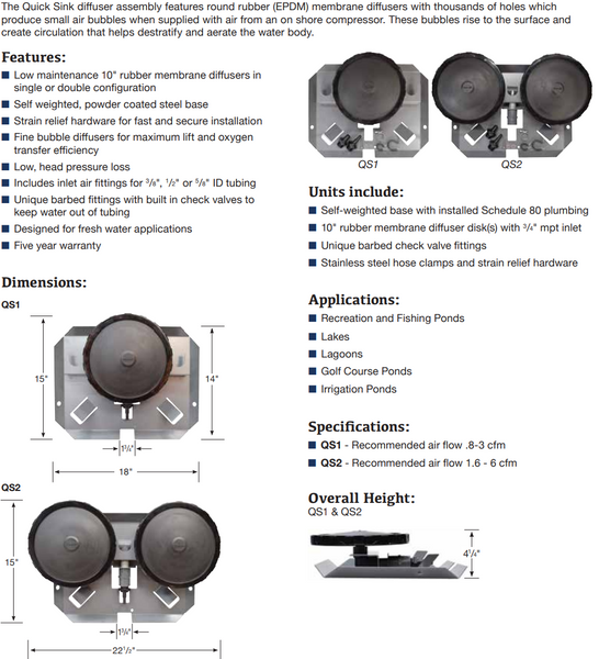 Buy PondMAX SubAir Self Weighted Diffuser Assembly Online | Ponds R Us