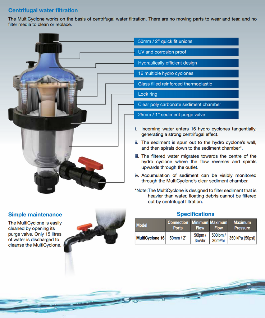 Buy Waterco Multicyclone 16 Centrifugal Filter Online | Ponds R Us